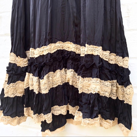 Super Star | Dresses | Super Star Black Crinkle Honeyed Gold Lace Dress ...